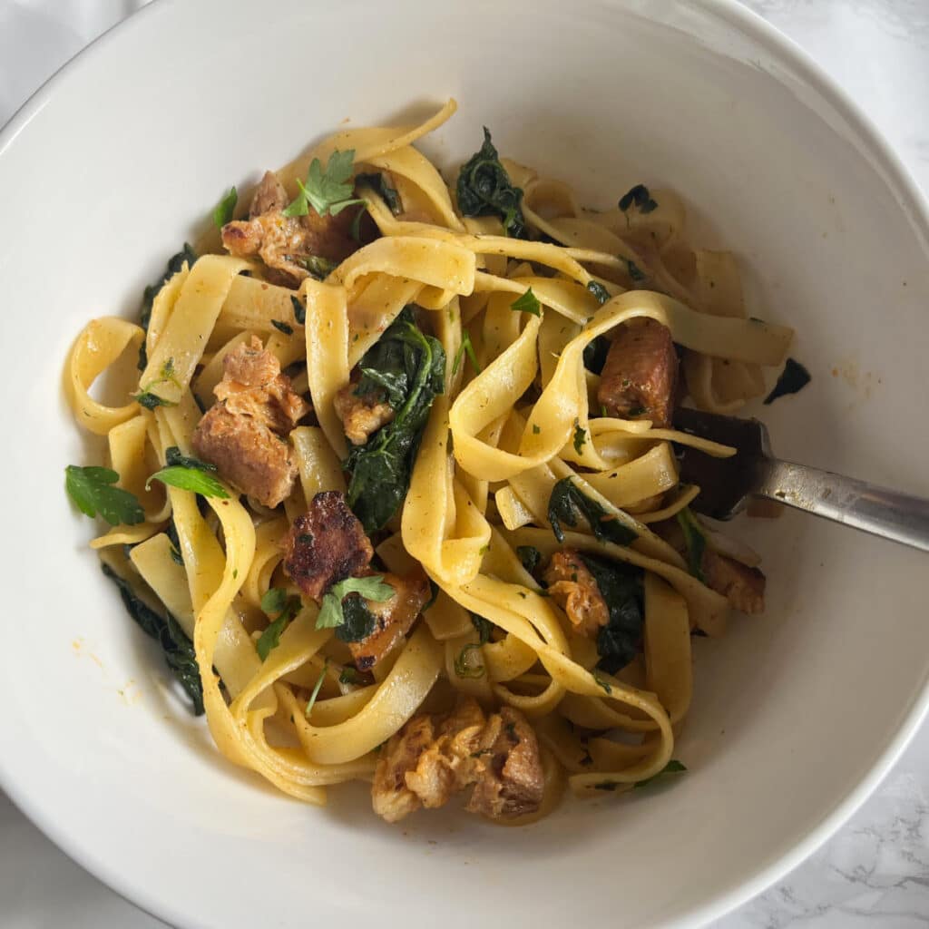 Spiced Pork belly pasta